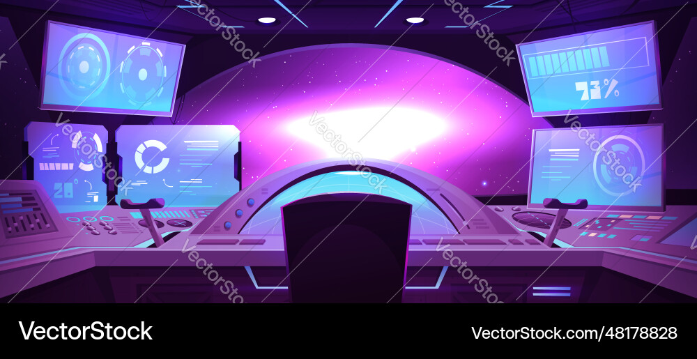 Spaceship cockpit inside and window cartoon Vector Image