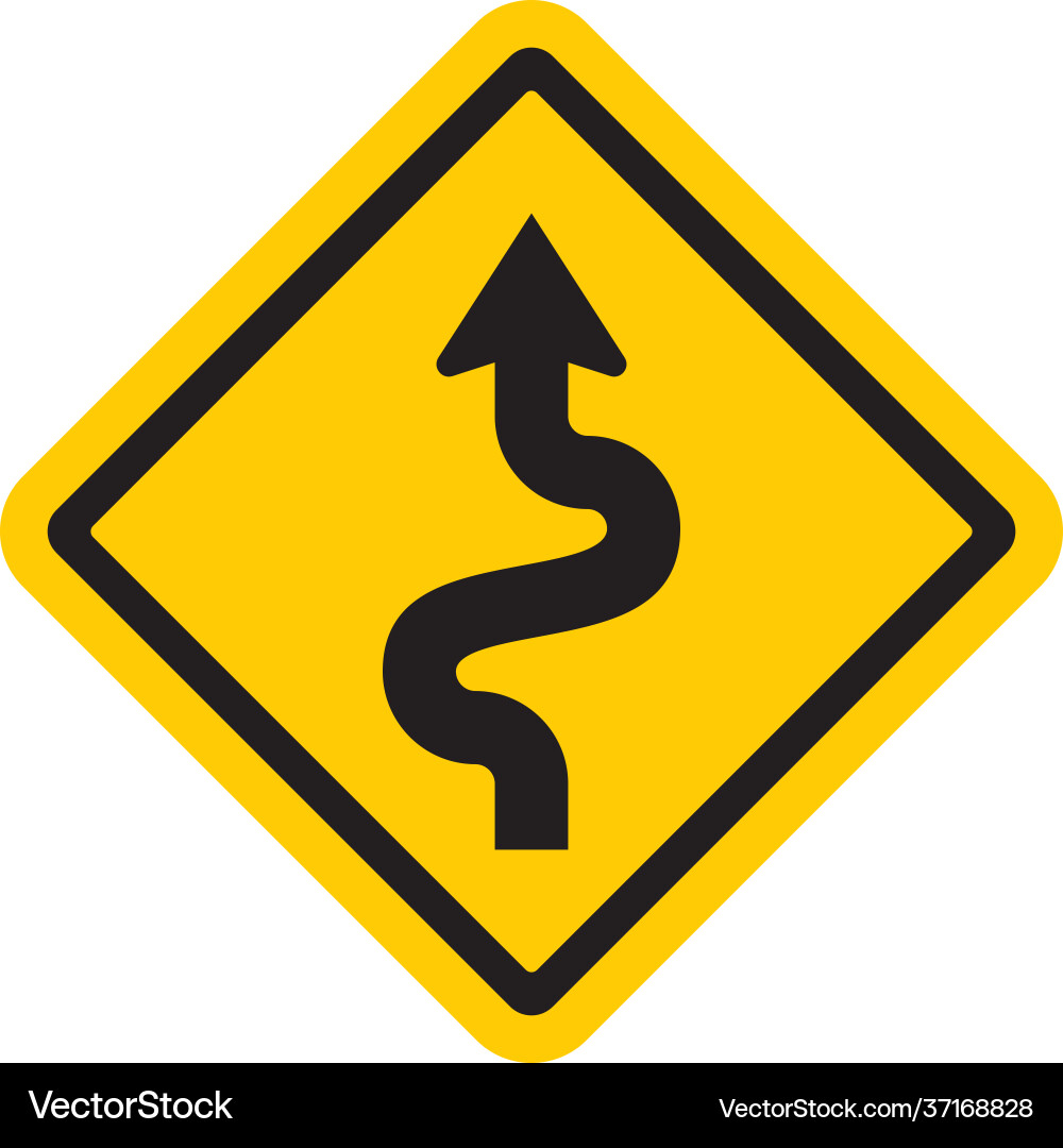 Winding road sign Royalty Free Vector Image - VectorStock
