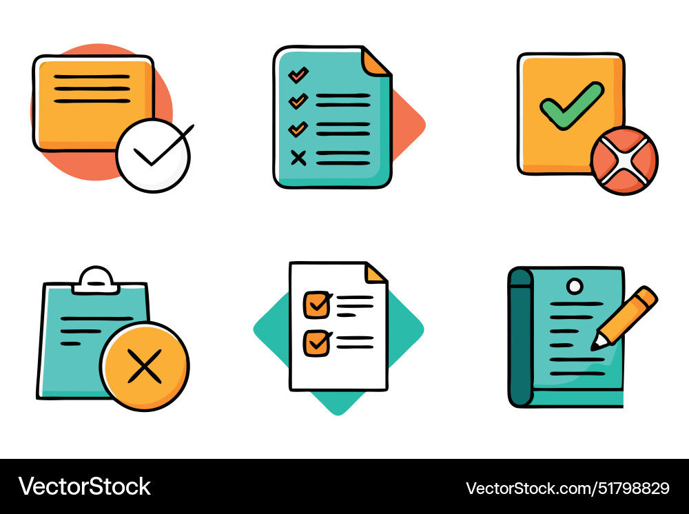Doodle reject papers related colorful Royalty Free Vector