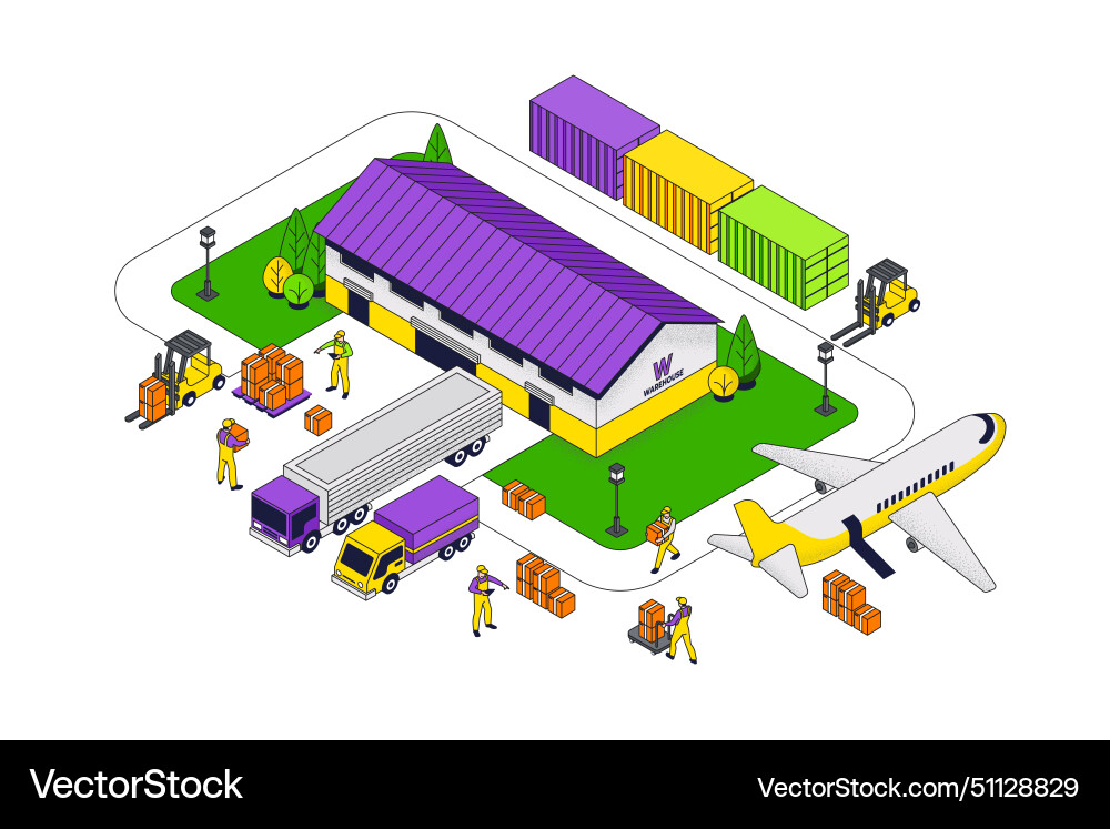 Modern isometric design - warehouse and logistic Vector Image
