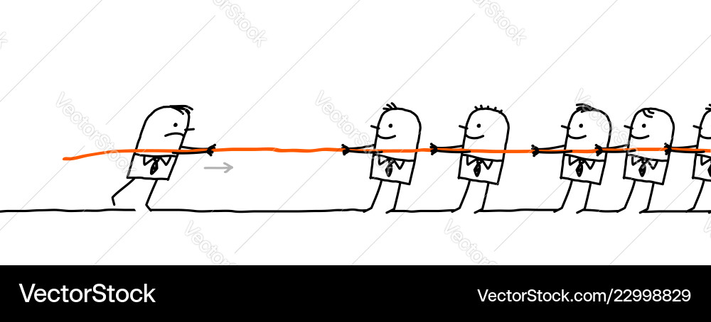 Single man fighting against a group Royalty Free Vector