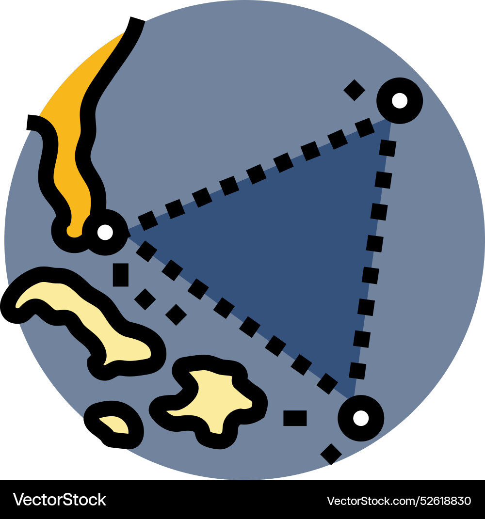 Bermuda triangle unsolved mystery color icon Vector Image Bermuda triangle unsolved mystery color icon Vector Image