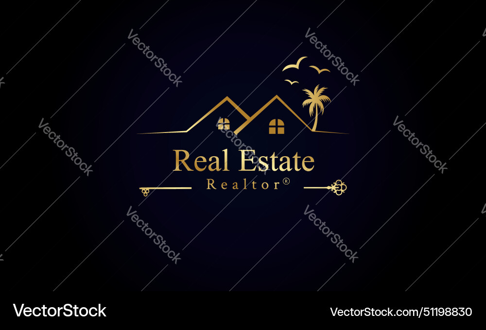 Black gold real estate logo Royalty Free Vector Image