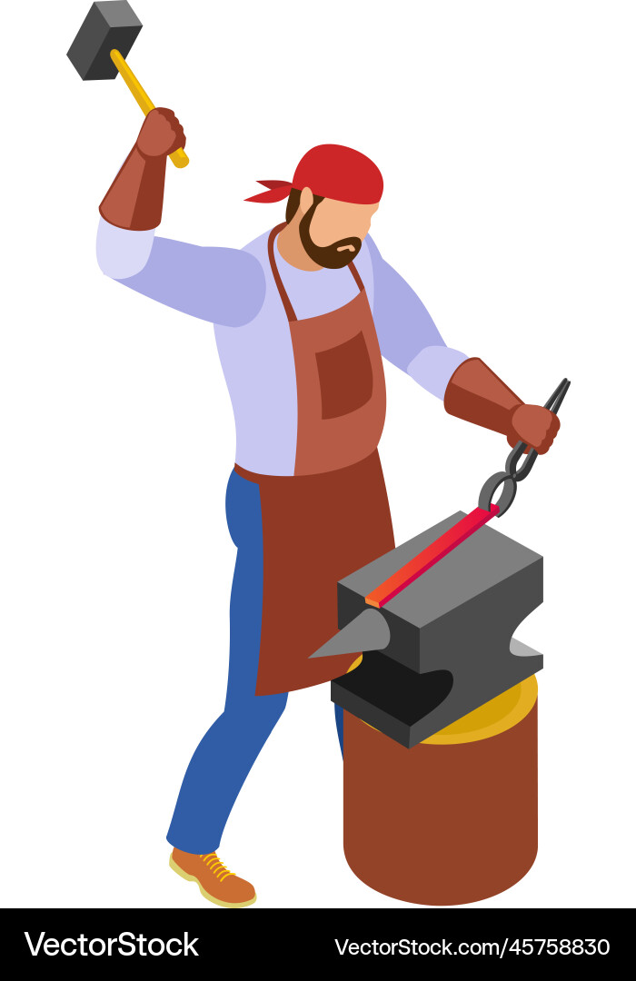 Craftsman blacksmith isometric composition Vector Image