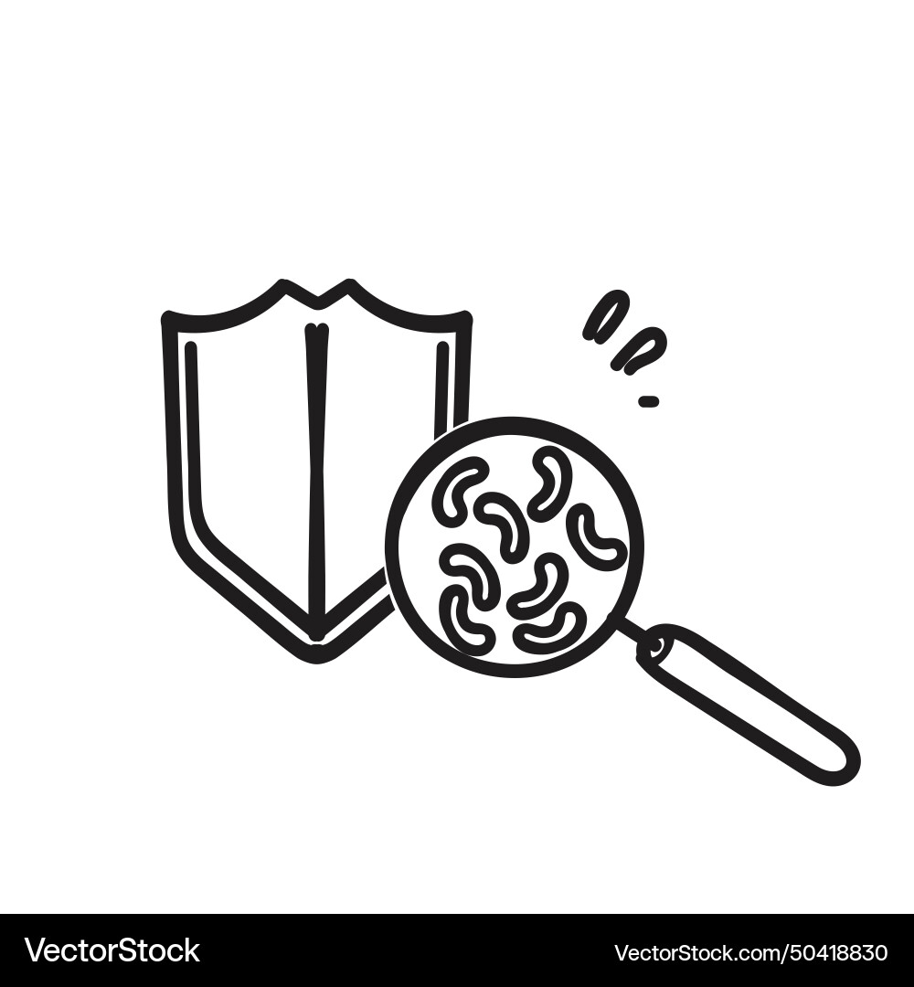 Hand drawn doodle germ and bacteria protection Vector Image
