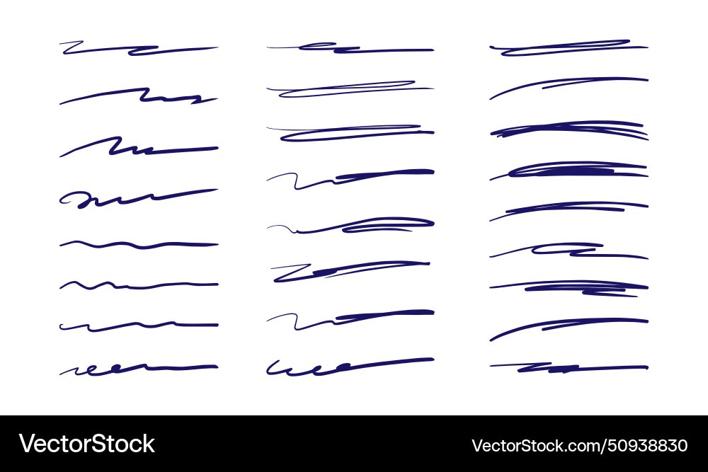 Hand drawn underline strokes sketch brush Vector Image