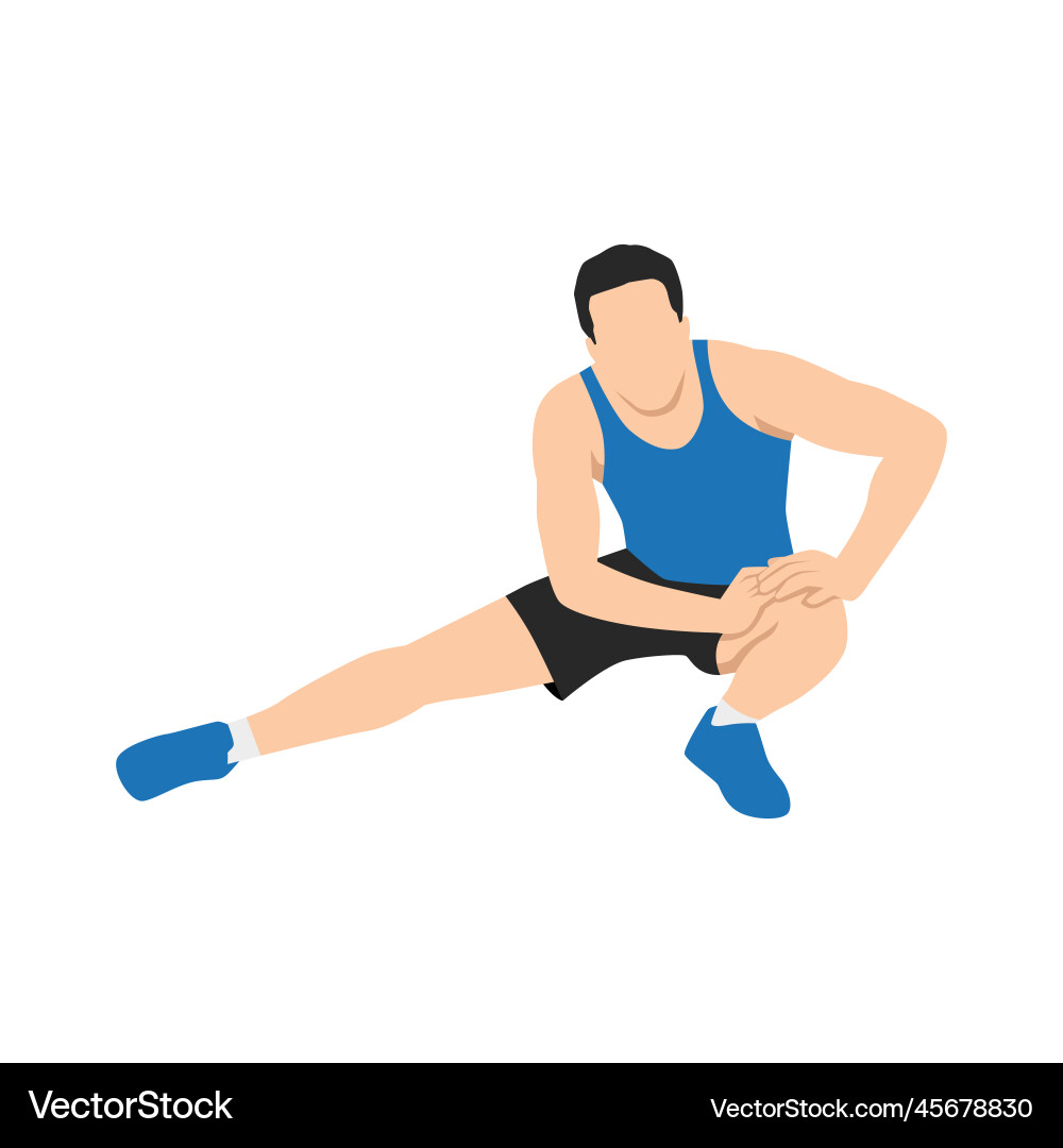 Man stretching thighs and leg before workout Vector Image