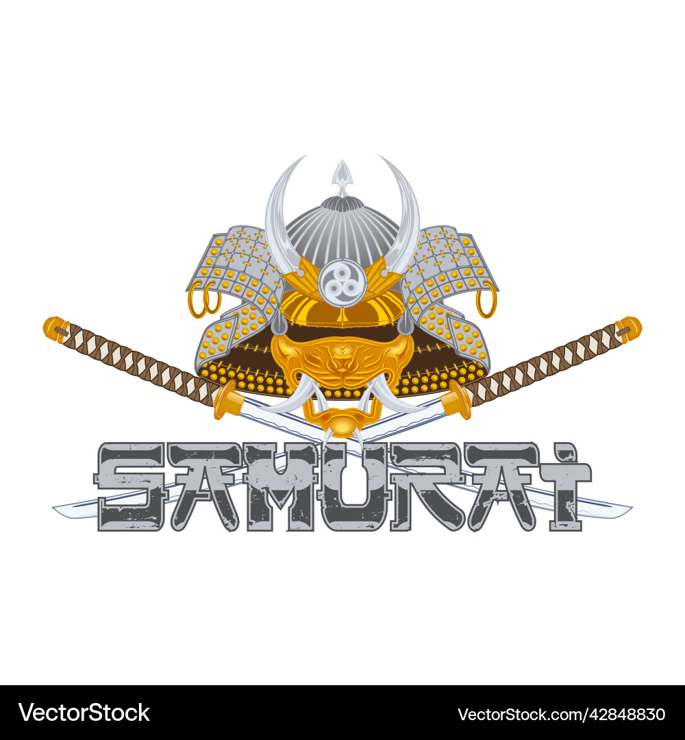 Samurai helmet col 0002 Royalty Free Vector Image