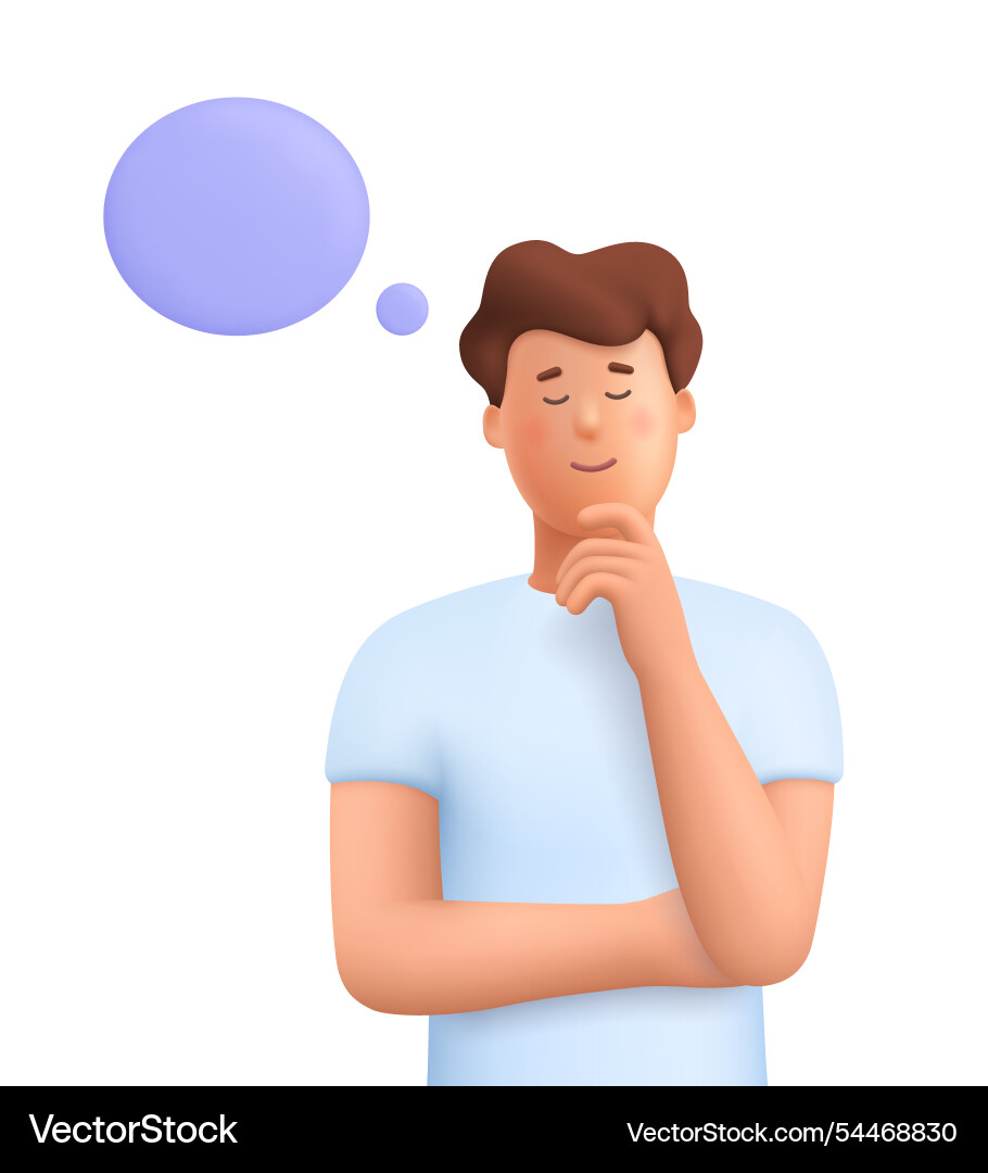 Young man thinking and dreaming mind behavior Vector Image