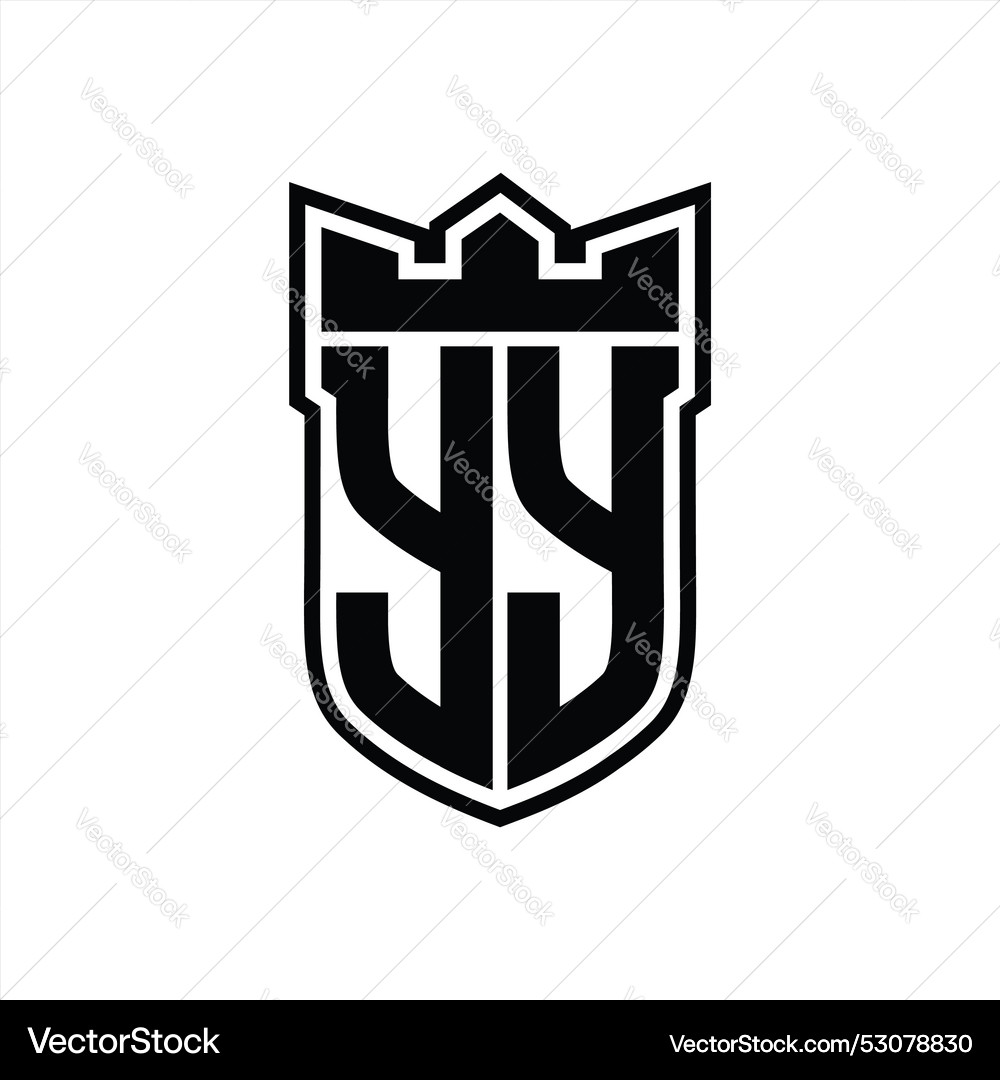Yy logo shield shape with geometric crown inside Vector Image