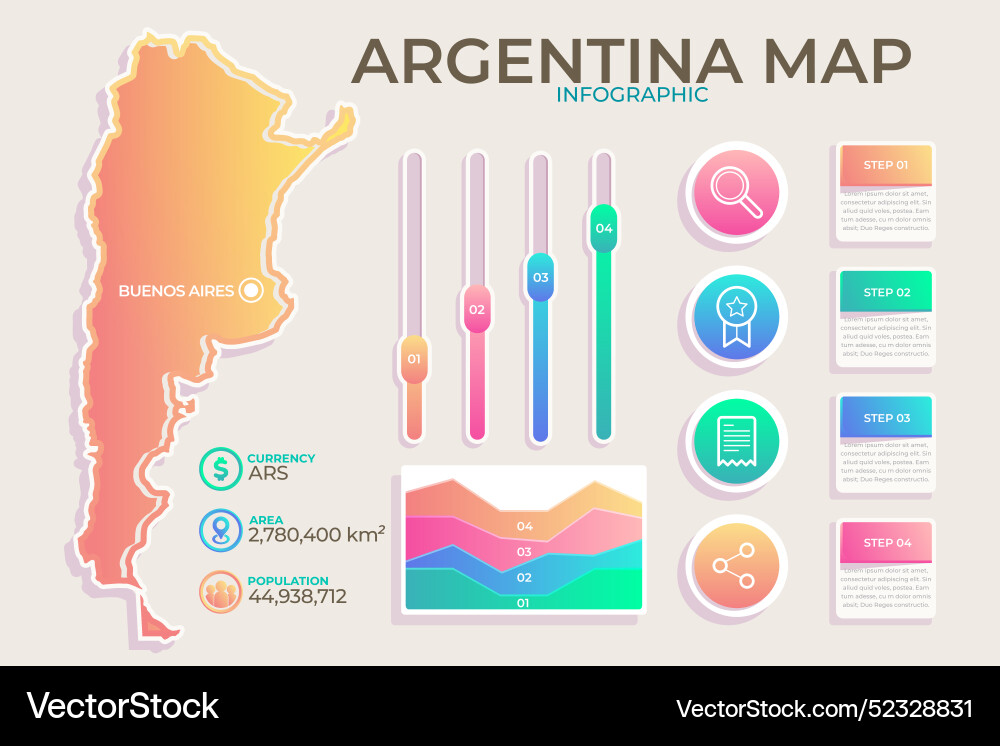 Gradient argentina map infographic Royalty Free Vector Image