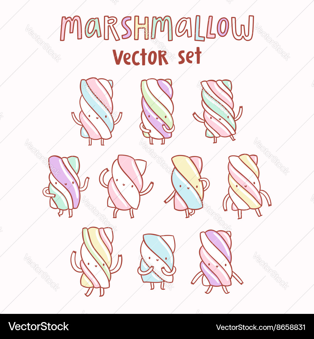Marshmallow cartoon set Royalty Free Vector Image