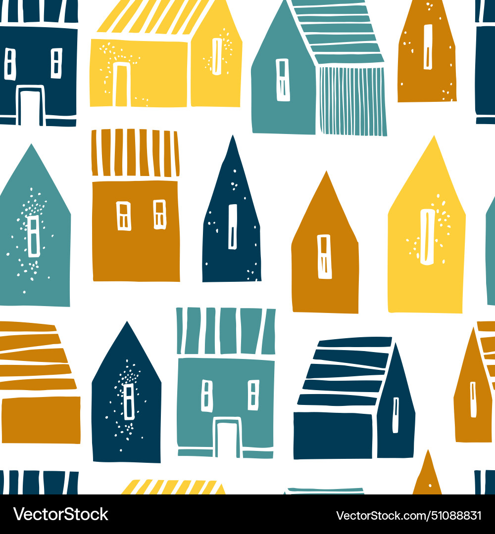 Pattern with houses Royalty Free Vector Image - VectorStock