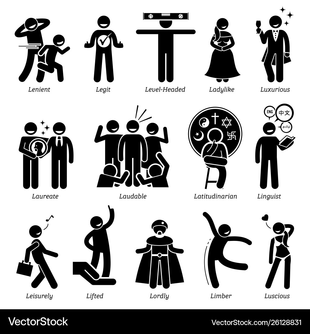 Positive personalities character traits stick Vector Image