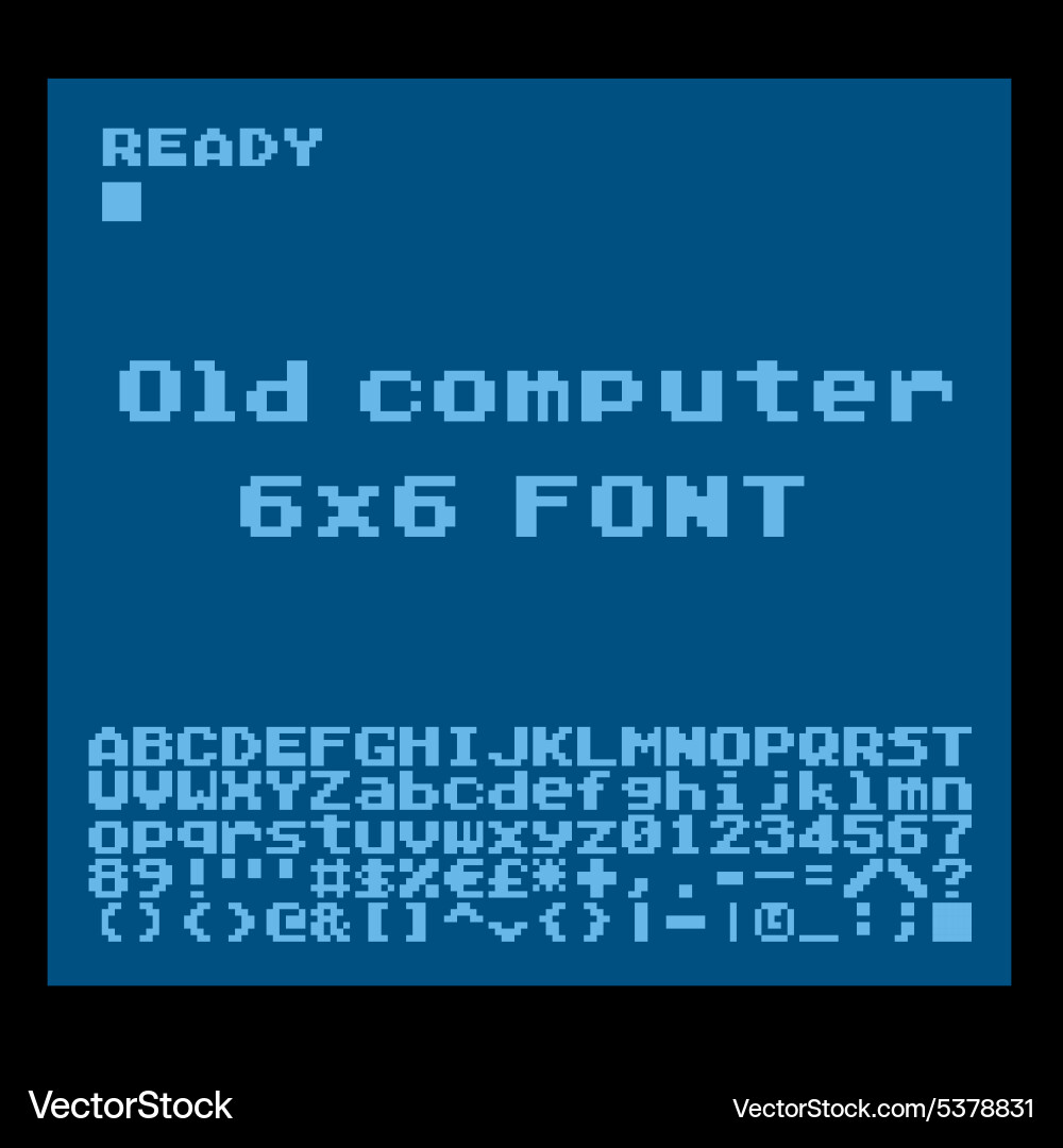 Retro Pixel Font - 6x6 Royalty Free Vector Image