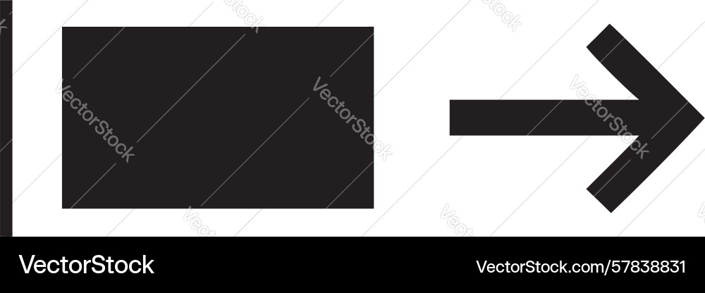 Right arrow to black rectangle progression Vector Image