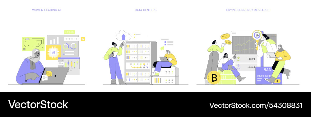 Women in technology flat Royalty Free Vector Image