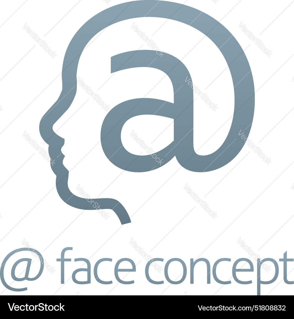 At sign face profile concept Royalty Free Vector Image