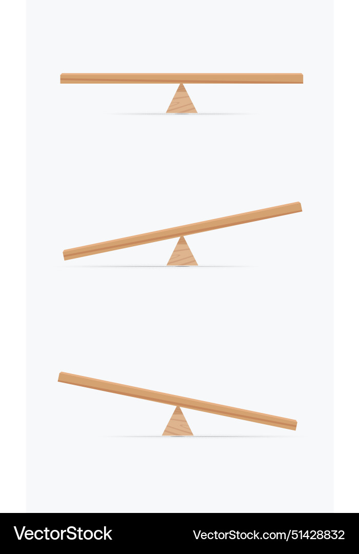 Balancing wooden plank isolated on white Vector Image