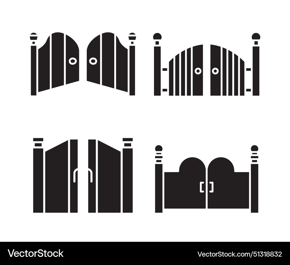 Gate and fence icons Royalty Free Vector Image