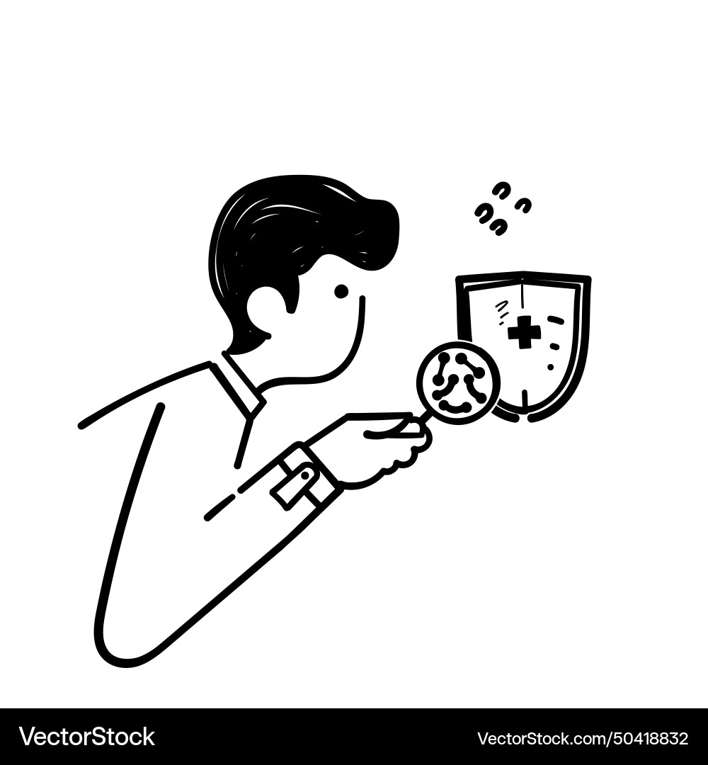 Hand drawn doodle germ and bacteria protection Vector Image