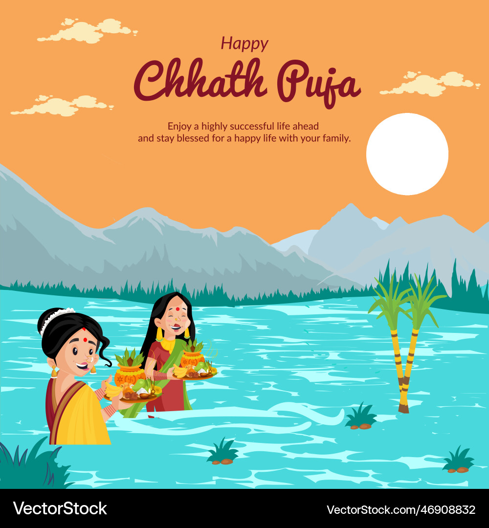 Happy chhath puja banner design template Vector Image