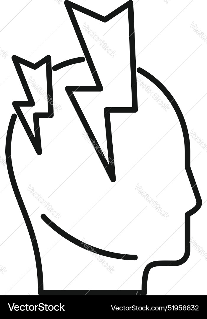 Human head profile experiencing brainstorming Vector Image