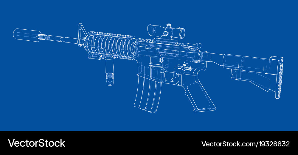 Machine gun rendering of 3d Royalty Free Vector Image