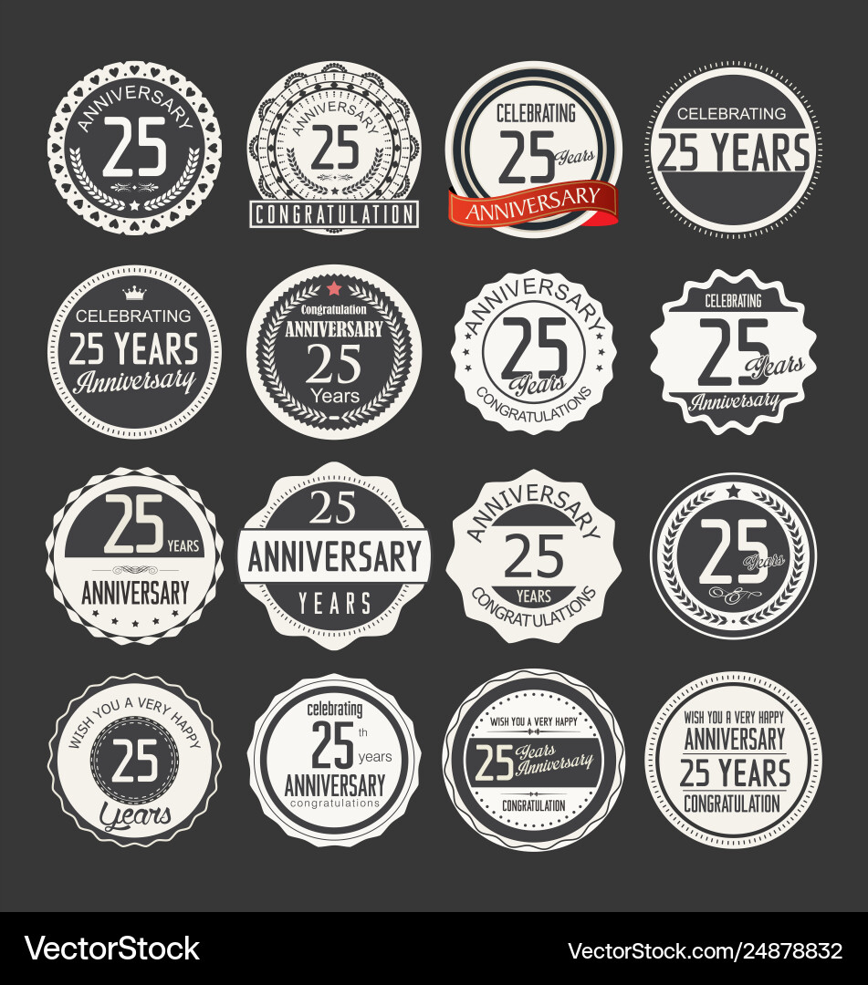 Retro Anniversary Labels - 25 Years Royalty Free Vector