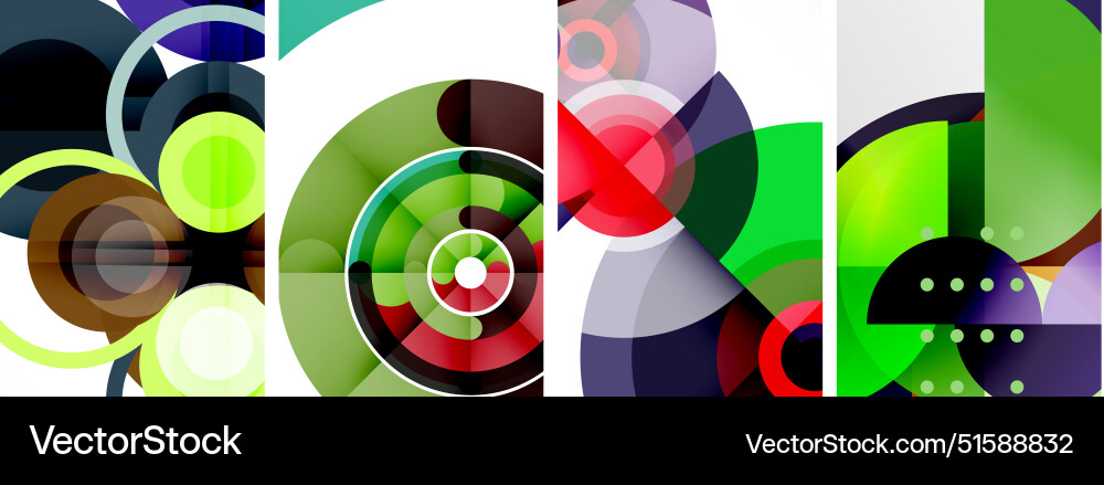 Set of circles geometric abstract posters Vector Image