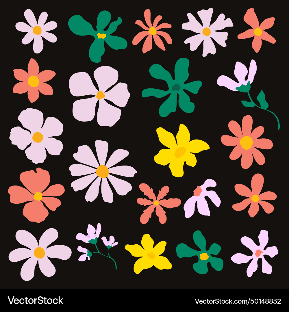 Set of modern flower Royalty Free Vector Image