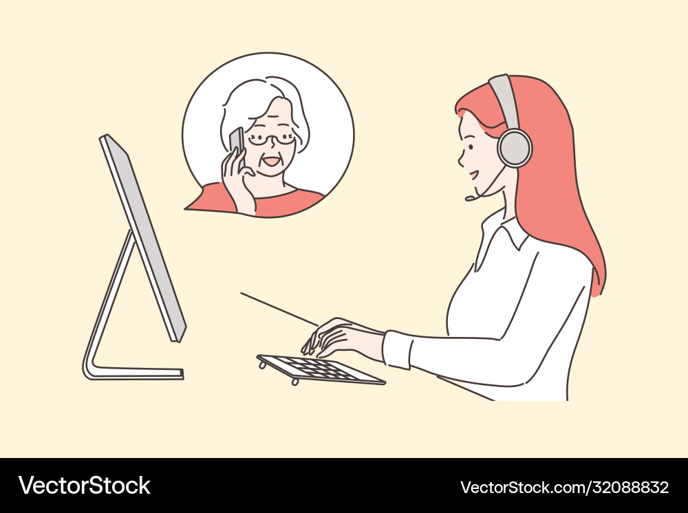 Support service call center work communication Vector Image