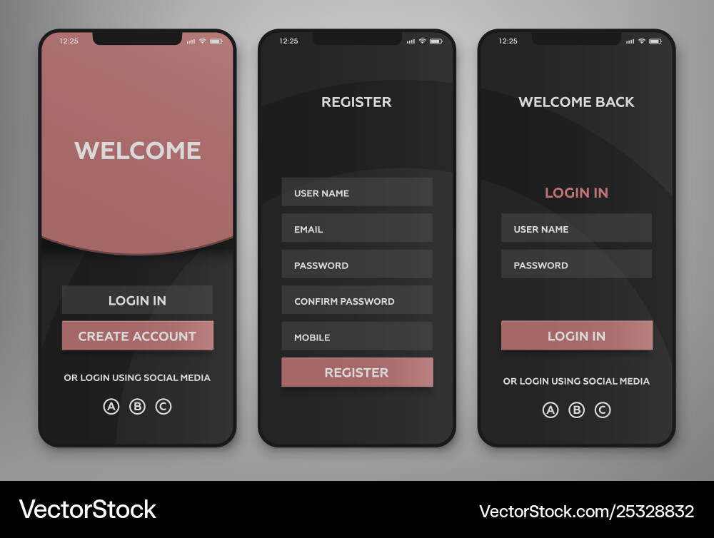 Ui ux mobile application interface design Vector Image