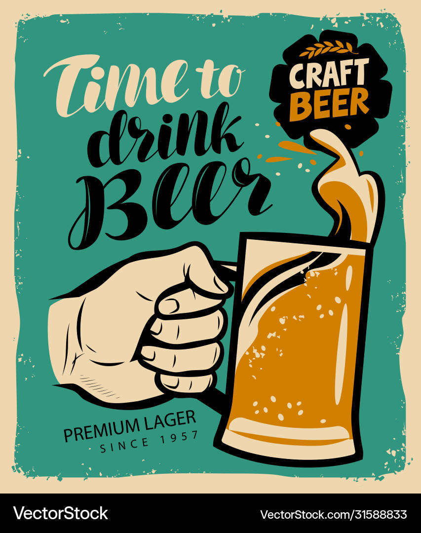 Beer advertising retro poster pub brewery Vector Image