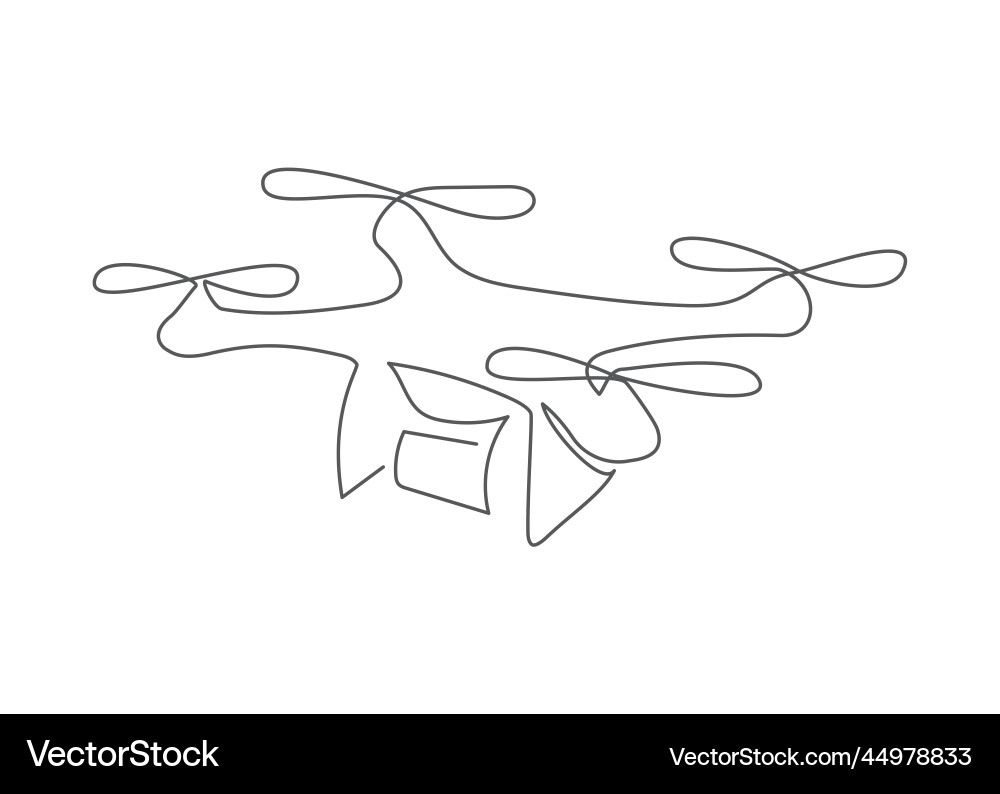 Drone one line drawing on white background Vector Image