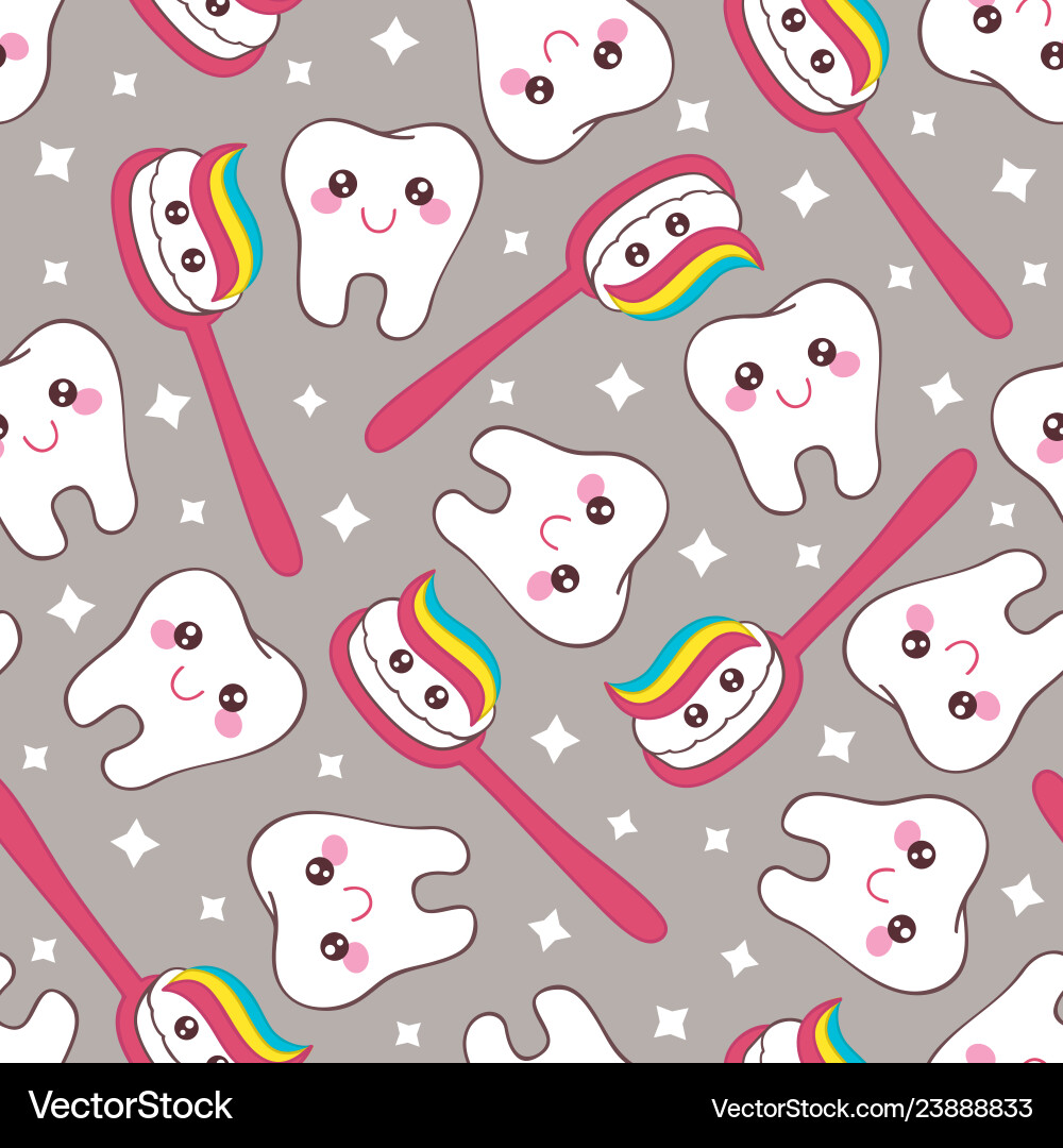 Gray seamless pattern with tooth and toothpaste Vector Image