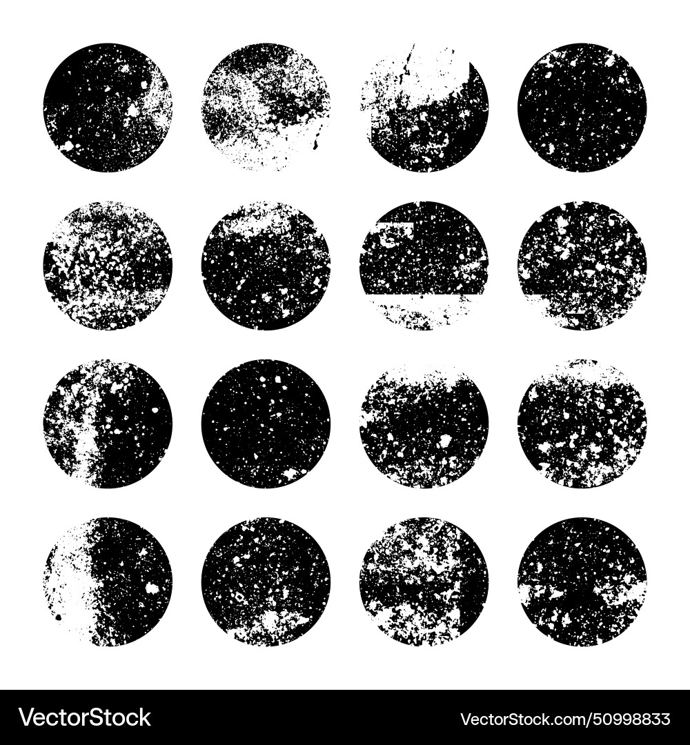 Grunge circles with stains and scratches circle Vector Image