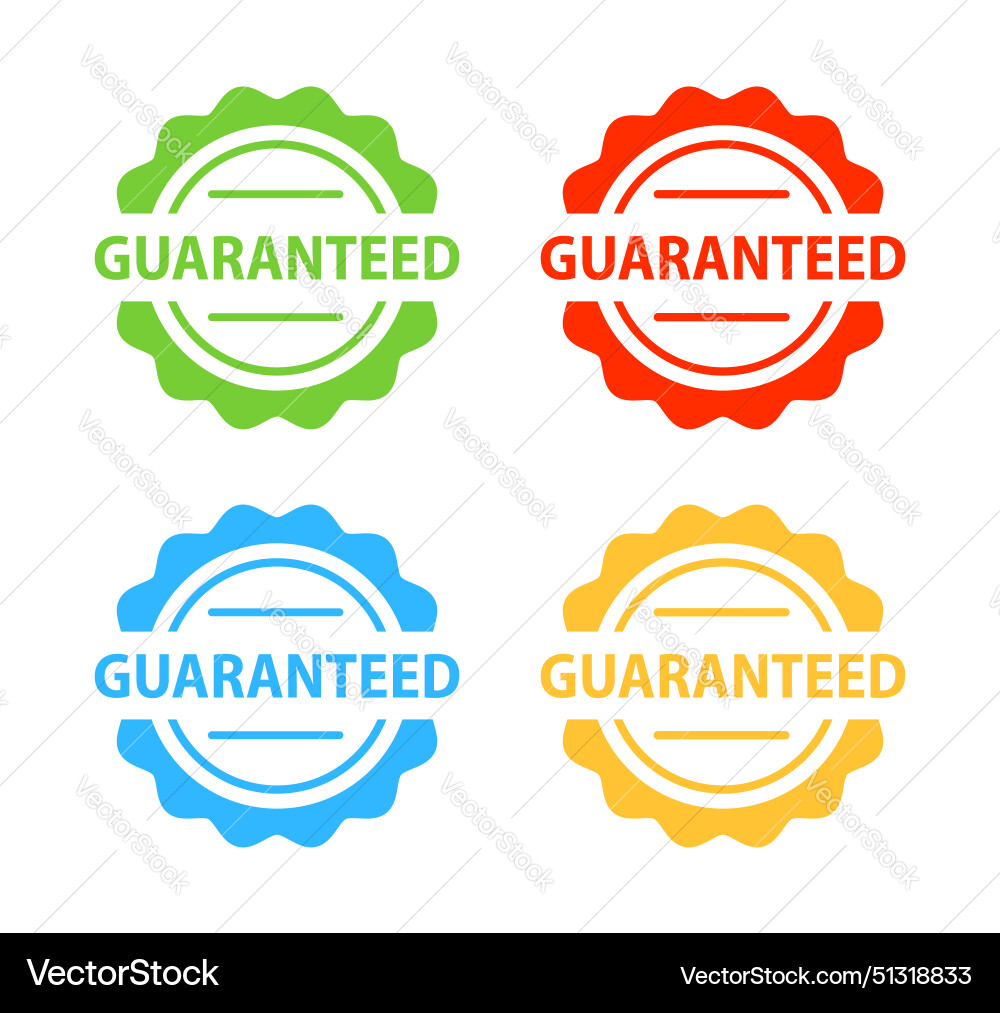 Guarantee stickers colorful label on white Vector Image