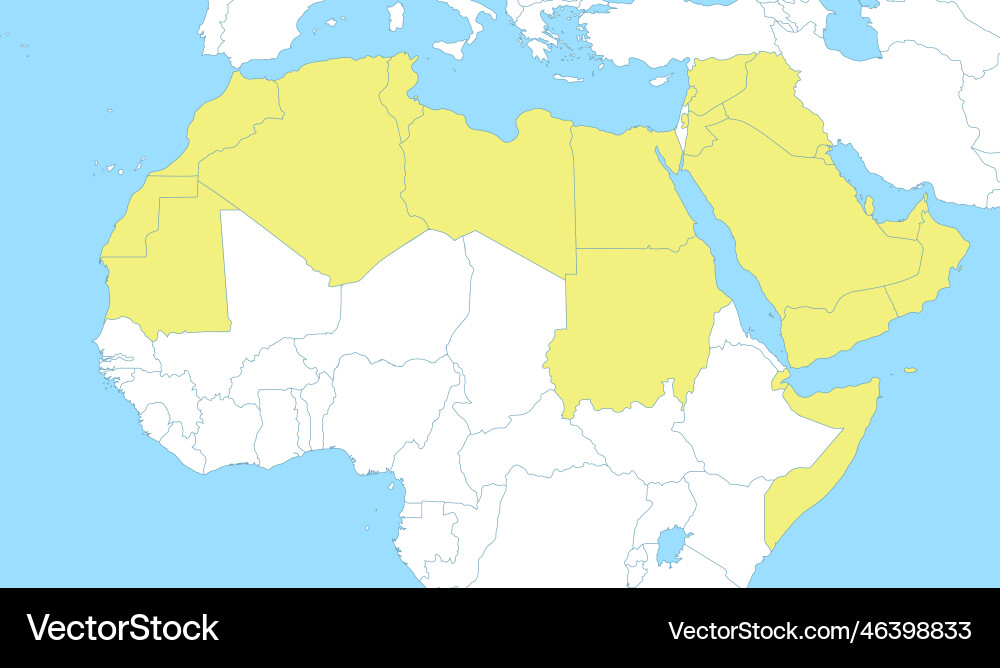 Map of arab world with borders the states Vector Image