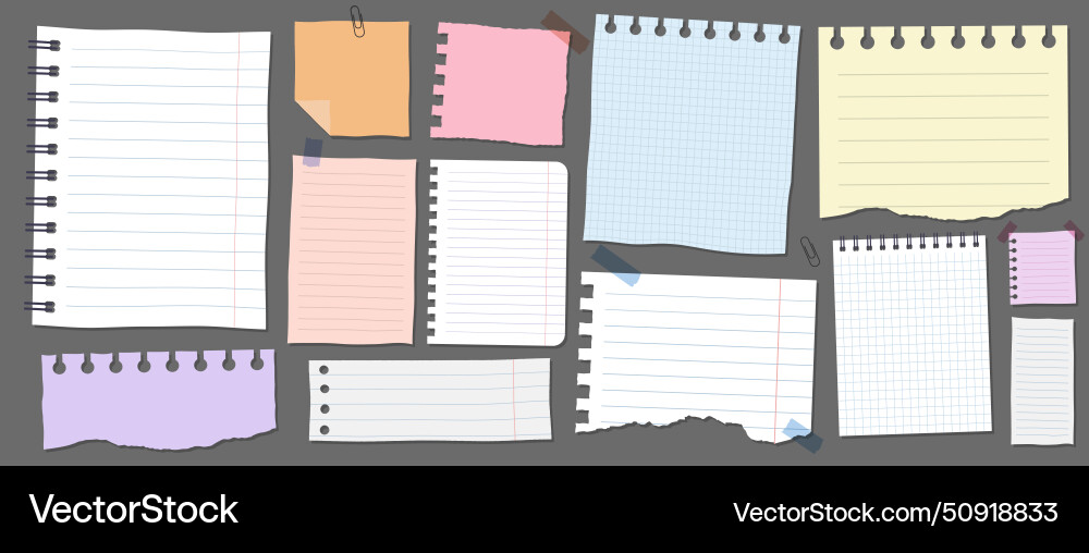 Notebook paper page template design sticky note Vector Image
