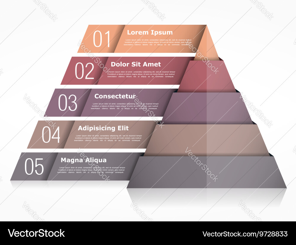 Pyramid chart with five elements Royalty Free Vector Image