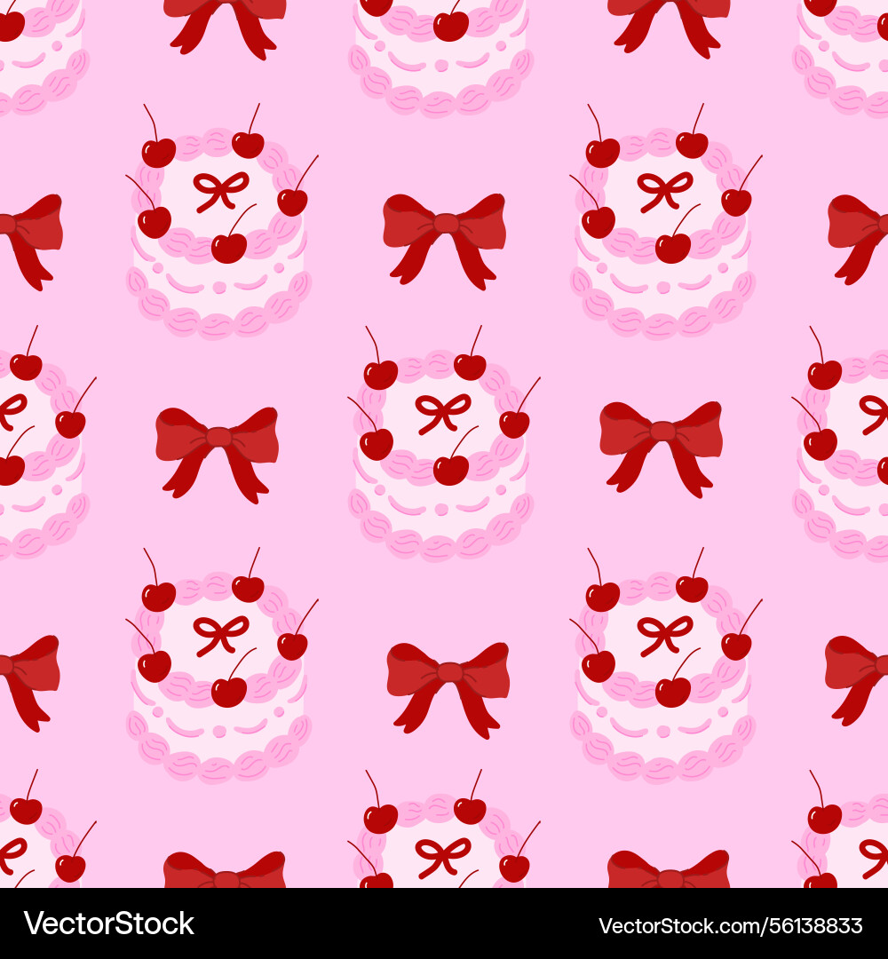 Seamless pattern of coquette cake and bow Vector Image