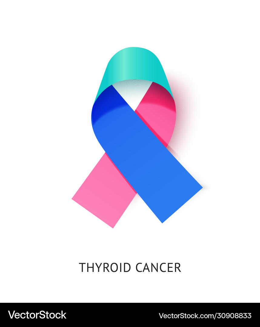 Thyroid cancer awareness ribbon realistic Vector Image