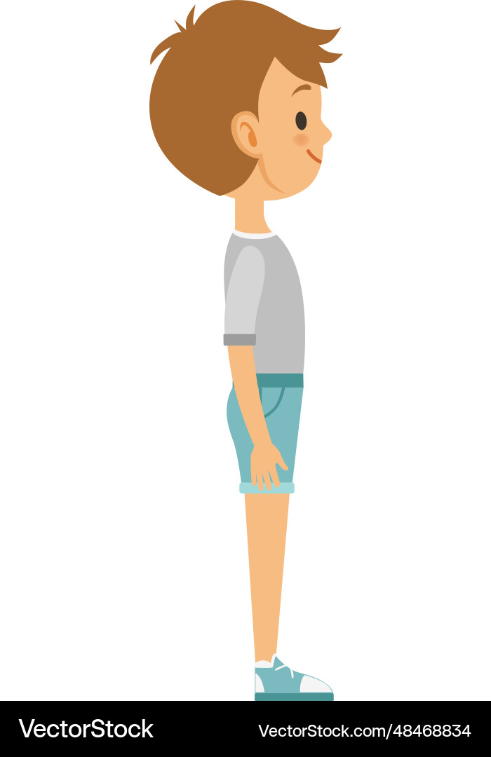 Boy side view standing cartoon school kid Vector Image