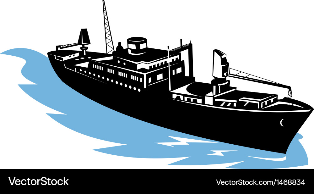 Cargo ship at sea Royalty Free Vector Image - VectorStock