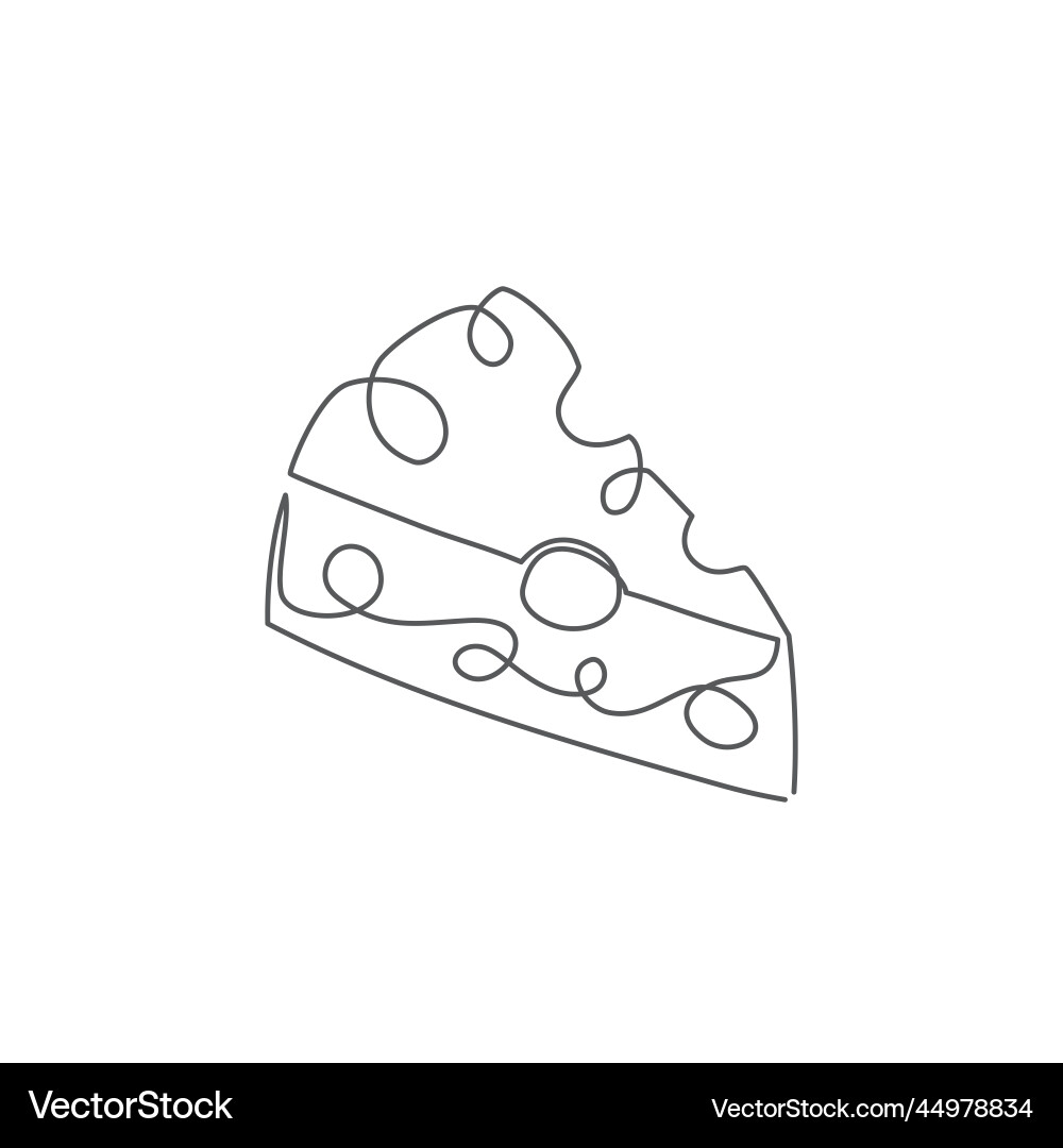 Cheese one line drawing on white background Vector Image