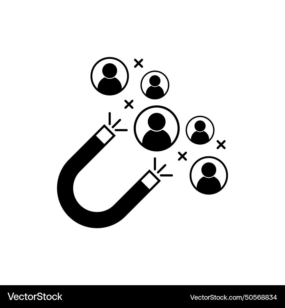 Customer retention line icon with a magnet Vector Image