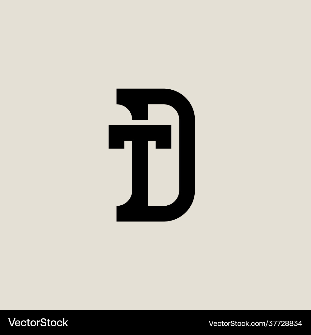 Letter d and t logo design minimalistic monogram Vector Image