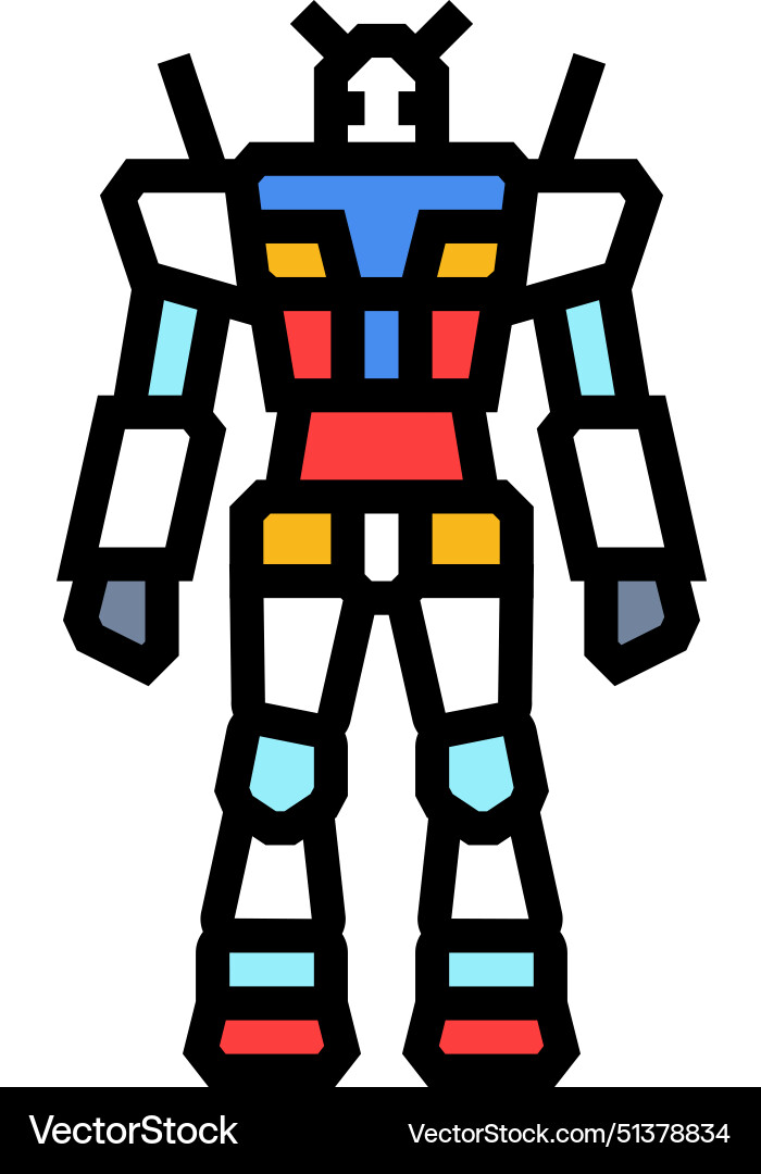 Mecha otaku color icon Royalty Free Vector Image