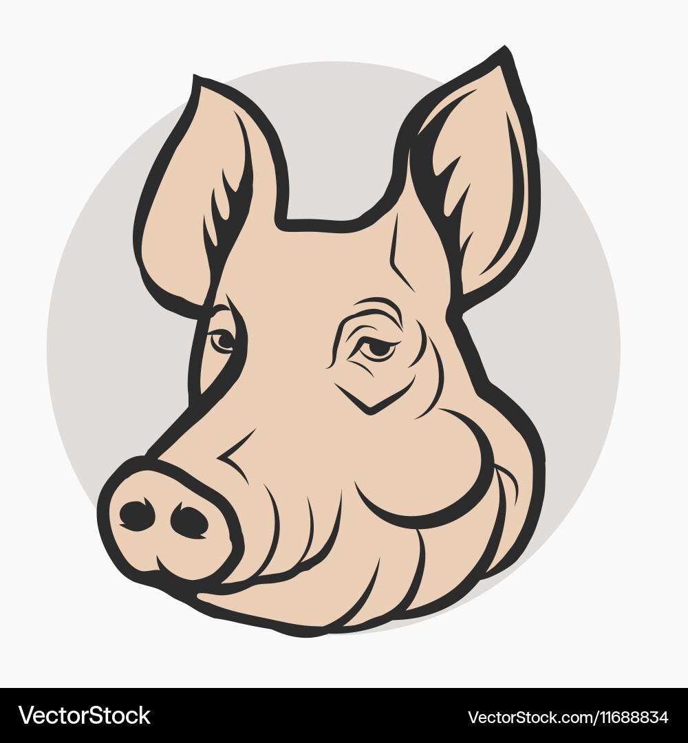 Pig Head Logo - Farm & Meat Royalty Free Vector Image